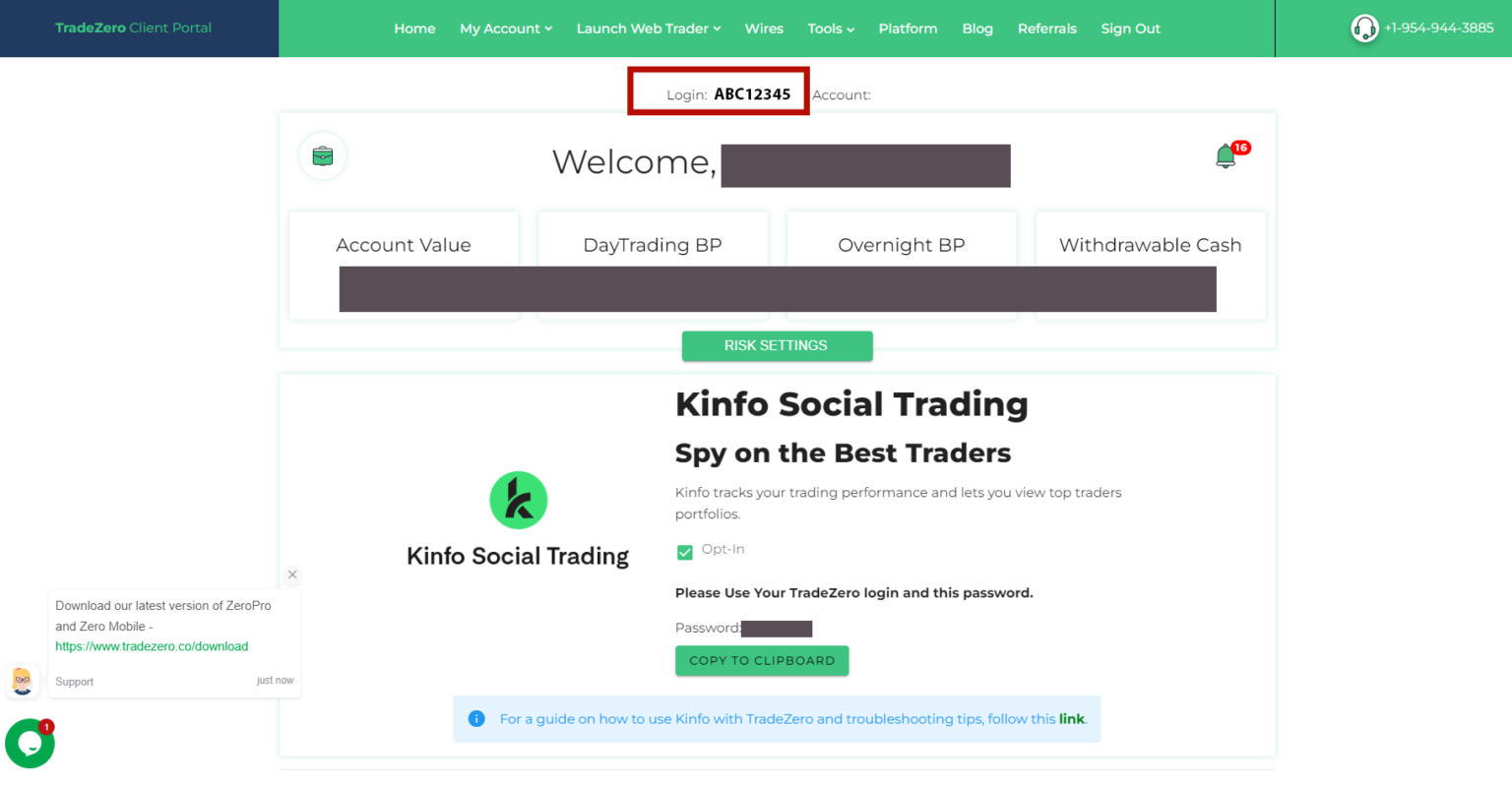 kinfo - Verified Trading Performance - Linking TradeZero